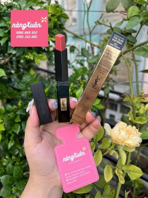 Son YSL The Slim Velvet Radical 301 vỏ đen - Màu Cánh Hồng Khô